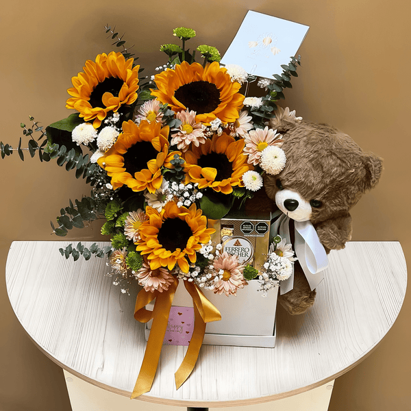 Box Girasoles Chocolate Peluche – Florería Lucilas
